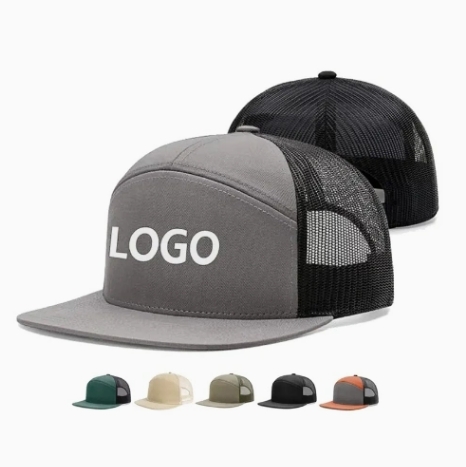 7 Panel Hip Hop Style Flat Bill Blank Baseball Caps for Man Custom Mesh ...